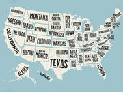 Cool State Names US Map Wall Art by DP Gallery | Fine Art Canvas