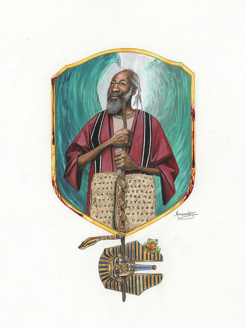 Biblical Moses with Lion Wall Art by Manasseh Johnson | Fine Art Canvas