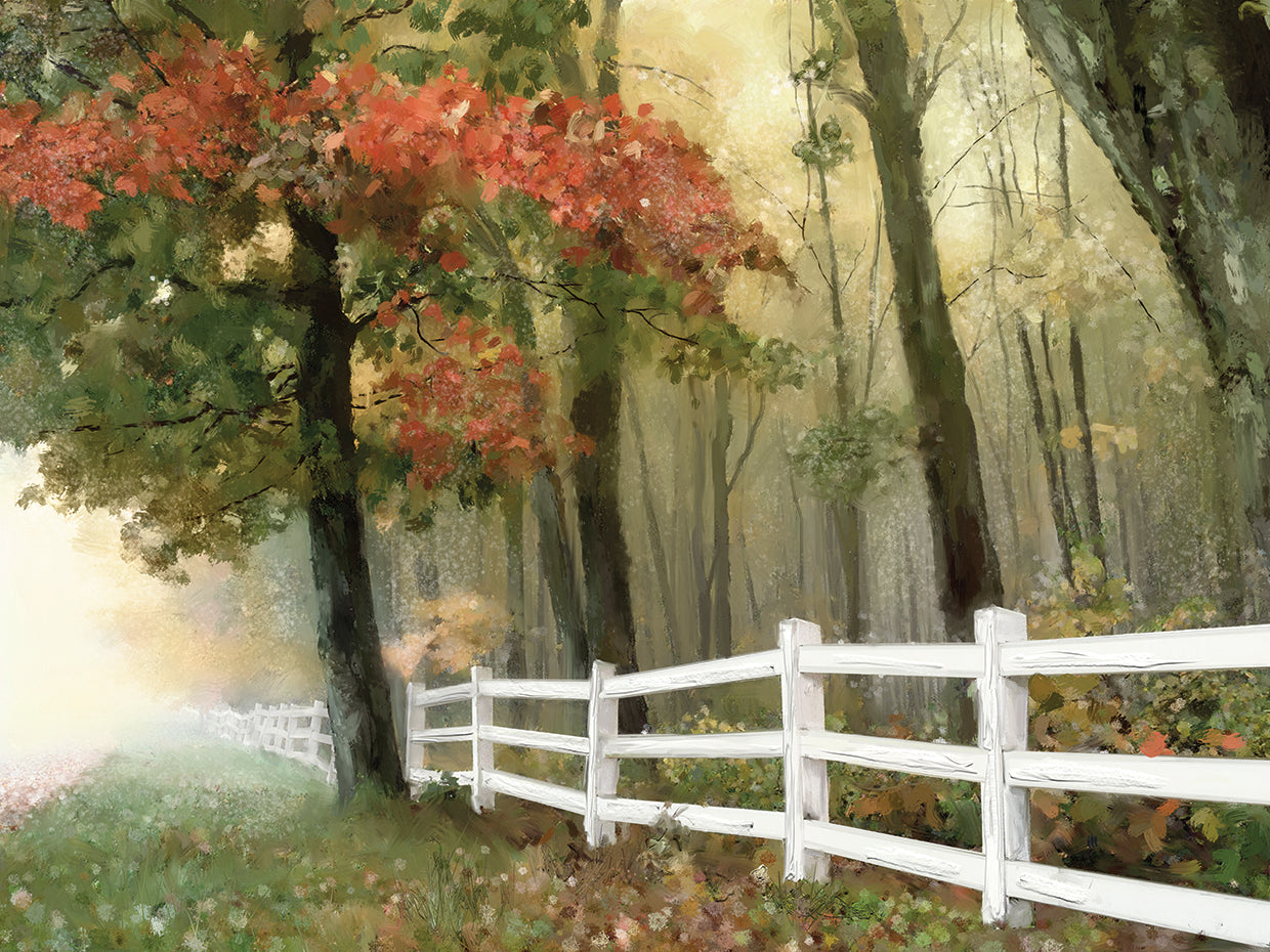 White Fence in Fall Wall Art by Studio Arts | Fine Art Canvas