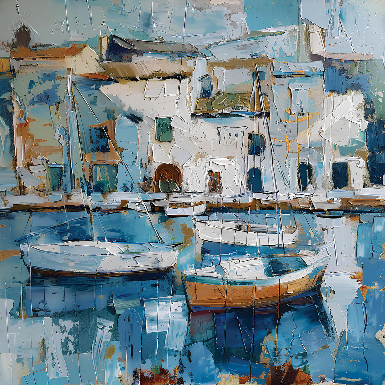 Elena Avanesova's Boats In The Harbor 1 Canvas Art Prints | Fine Art ...