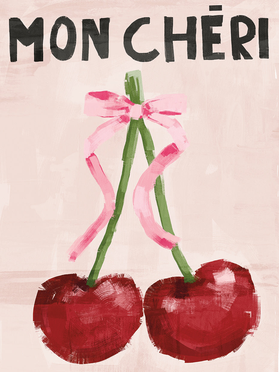 Mon Cheri Cherries with Bows Coquette French Inspired Wall Art by Anna ...