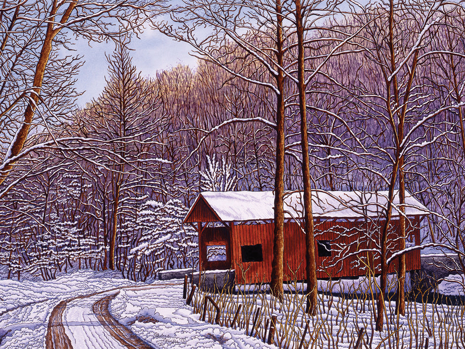 Glade Creek Grist Mill In Winter by Thelma Winter | FineArtCanvas.com ...