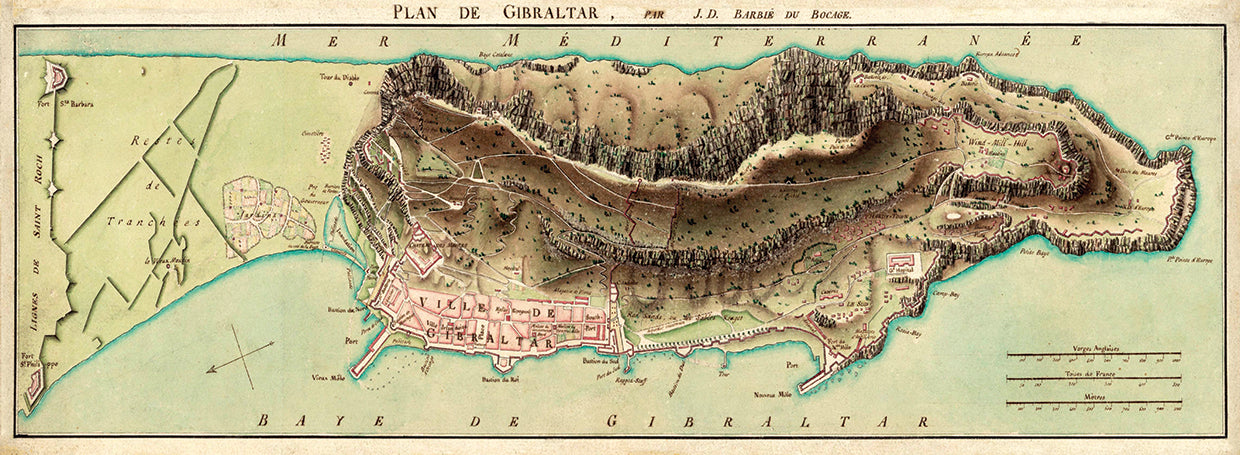 Vintage Lavoie's Map Of Gibraltar And Its Fortifications 1799 Canvas ...