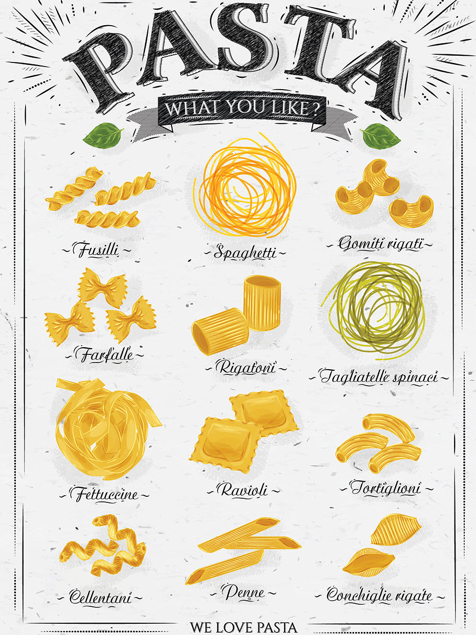 DP Gallery's Pasta Shapes Poster Canvas Art Prints | Fine Art Canvas