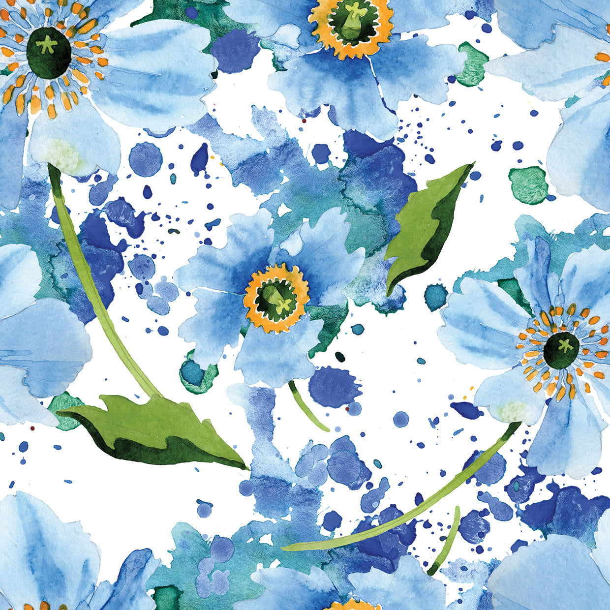 DP Gallery's Coastal Blue Poppy Splash Canvas Art Prints | Fine Art Canvas