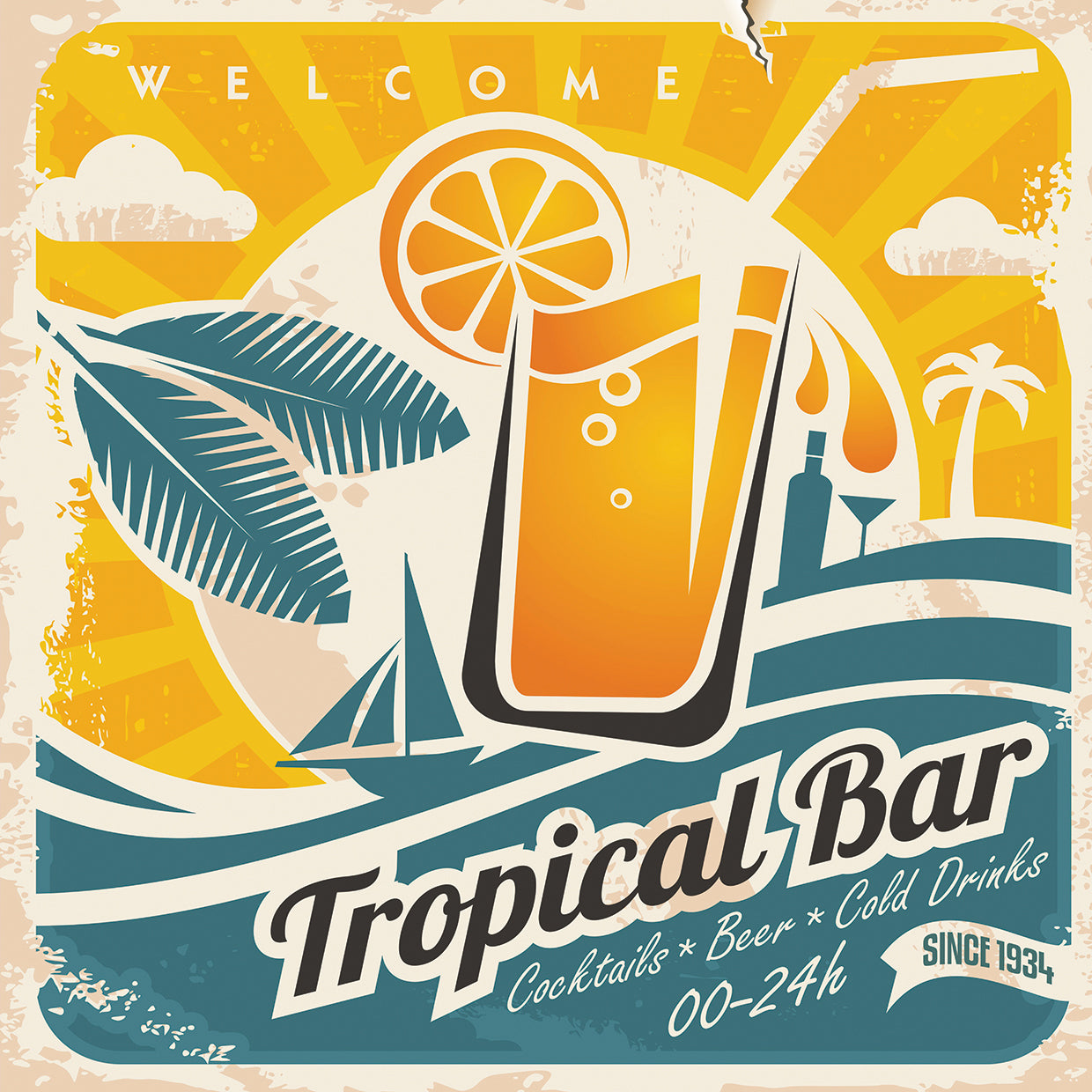 Welcome Tropical Bar Sign by DP Gallery | FineArtCanvas.com ...