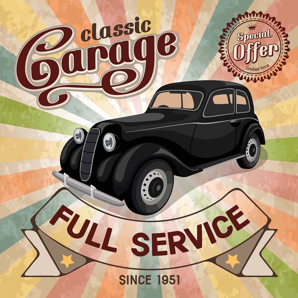 Full Service 50's Garage Sign by DP Gallery | FineArtCanvas.com ...