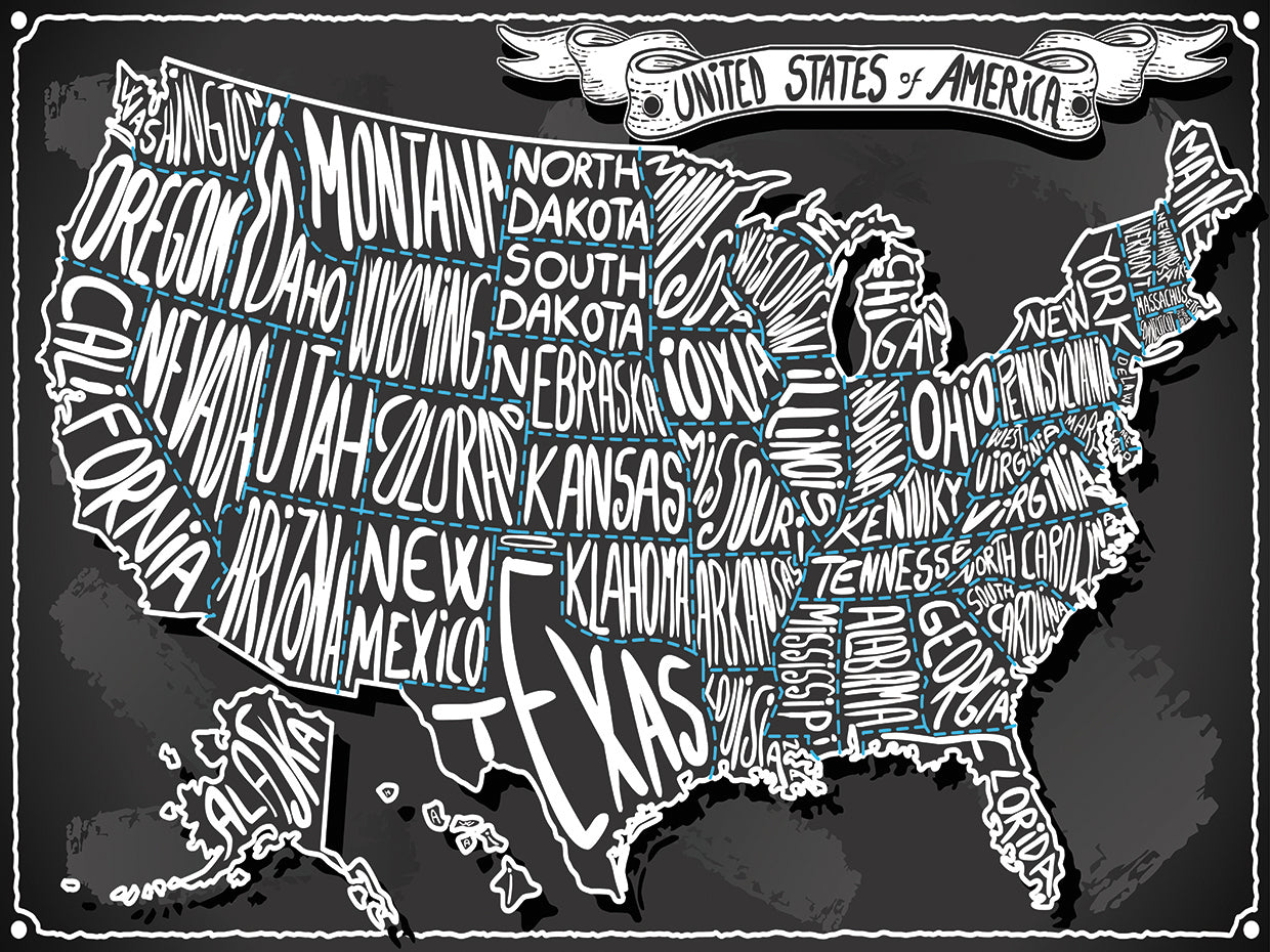 United States of Words Map by DP Gallery | FineArtCanvas.com ...
