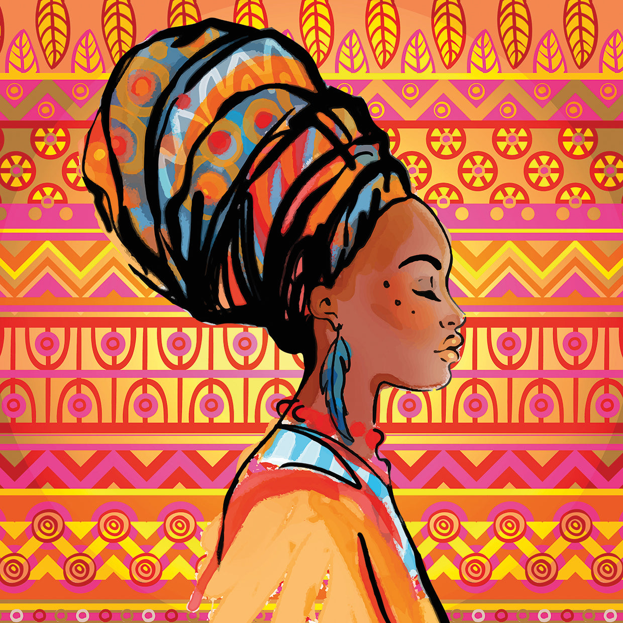 Tribal Pattern Woman Profile by DP Gallery | FineArtCanvas.com