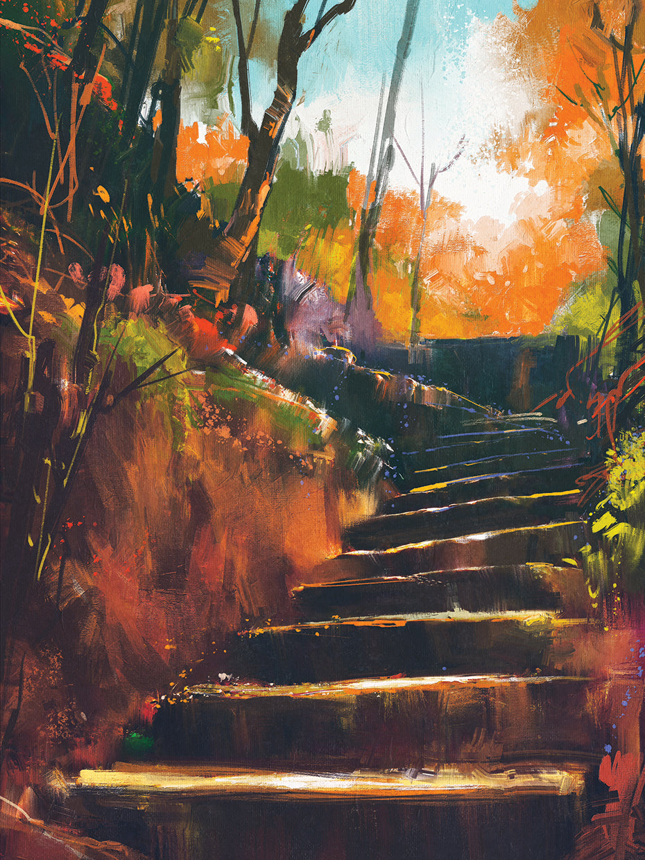 Autumn Forest Stone Steps Wall Art by DP Gallery | Fine Art Canvas