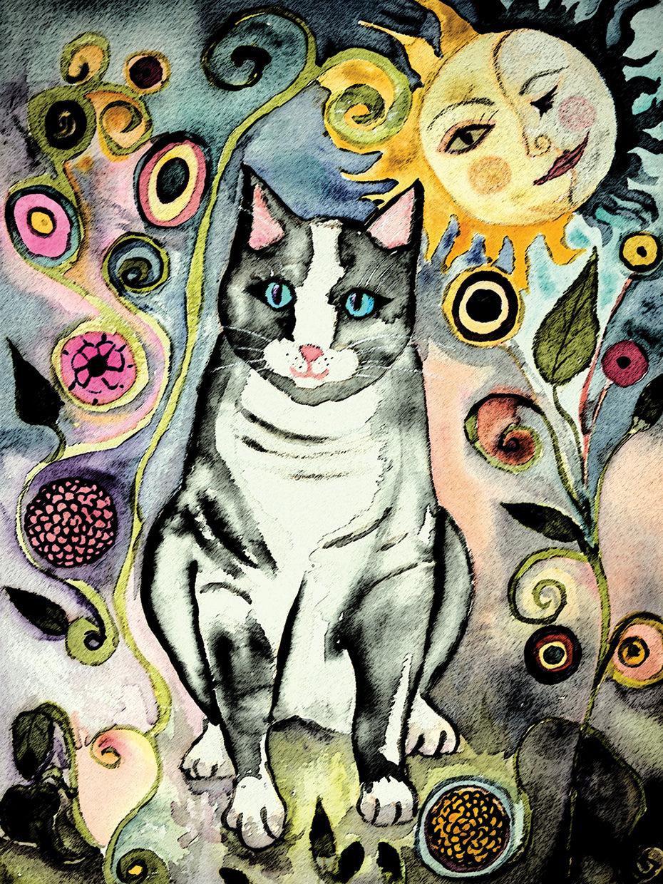 DP Gallery's Sun Moon Grey Cat Canvas Art Prints | Fine Art Canvas