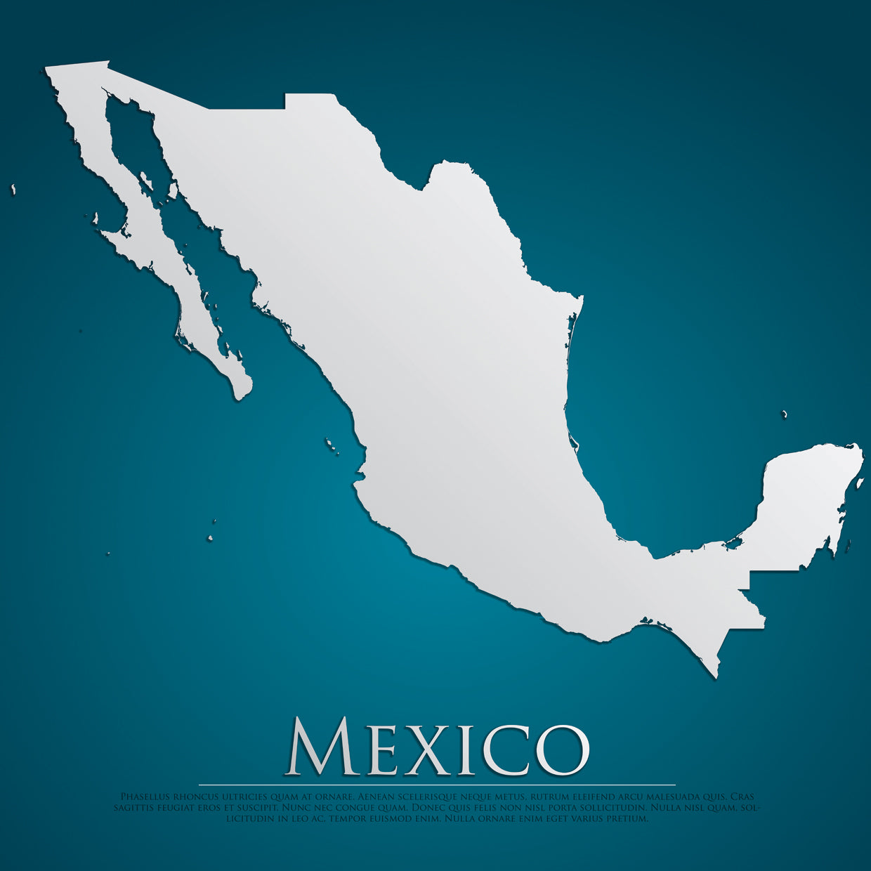 Azul Blue Mexico Map Wall Art by DP Gallery | Fine Art Canvas