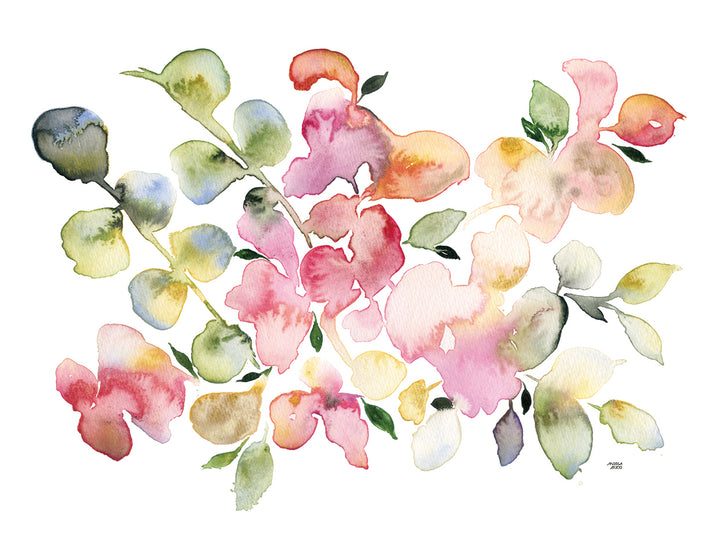 Andrea Bijou's Watercolor Floral Pink Purple Trio I Canvas Art Prints ...