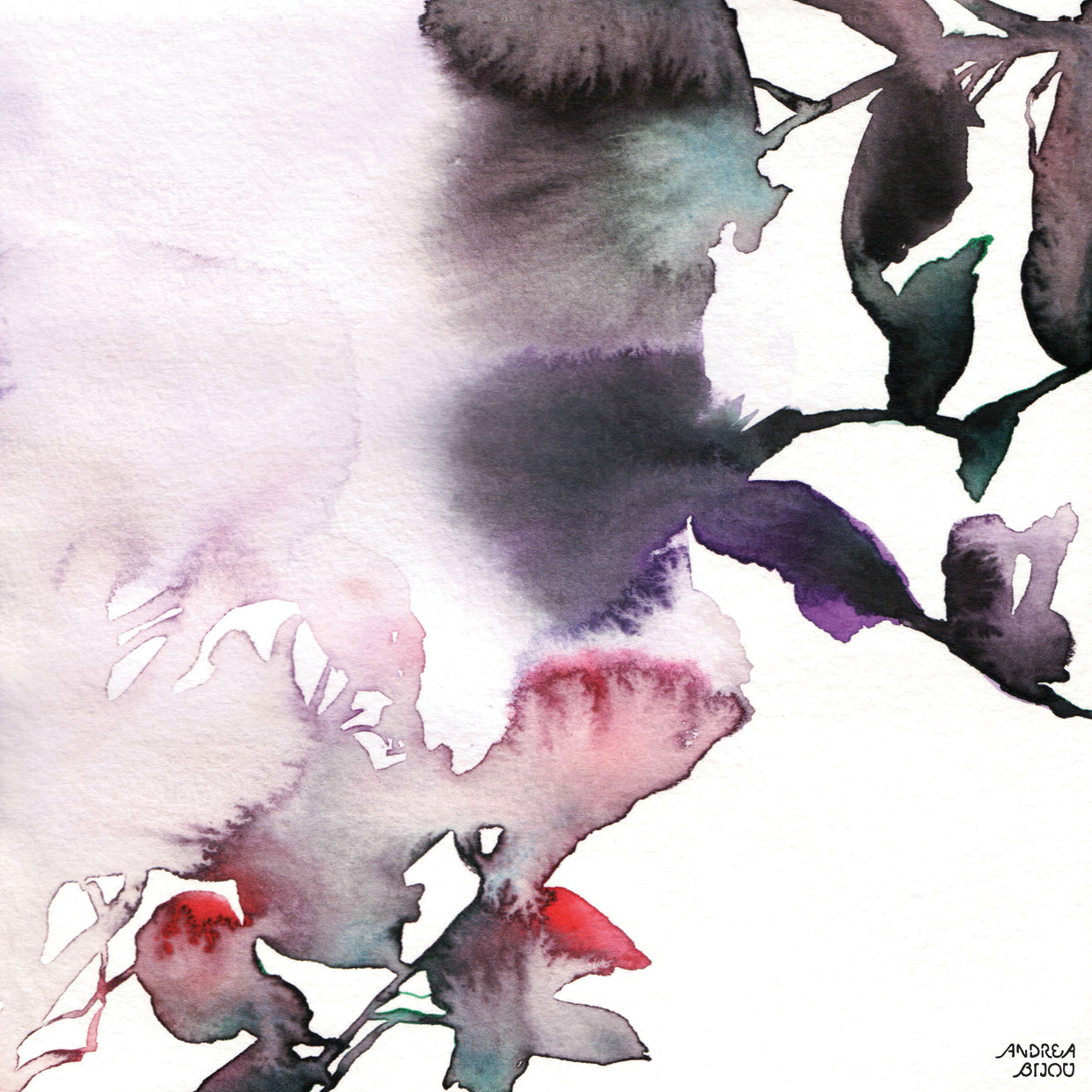 Andrea Bijou's Watercolor Floral Pink Purple Trio I Canvas Art Prints ...