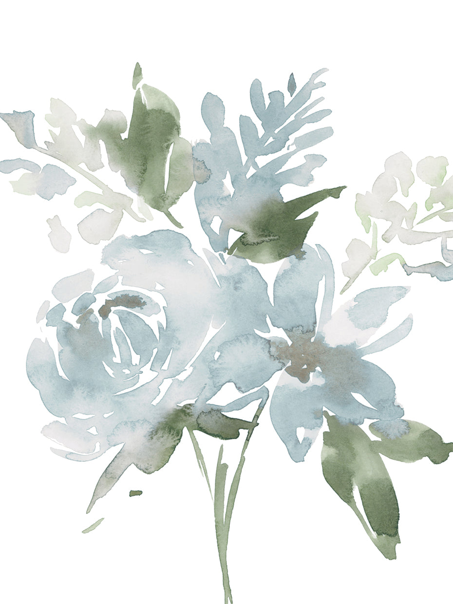 Lucille Price's Restful Blue Floral II Canvas Art Prints | Fine Art ...