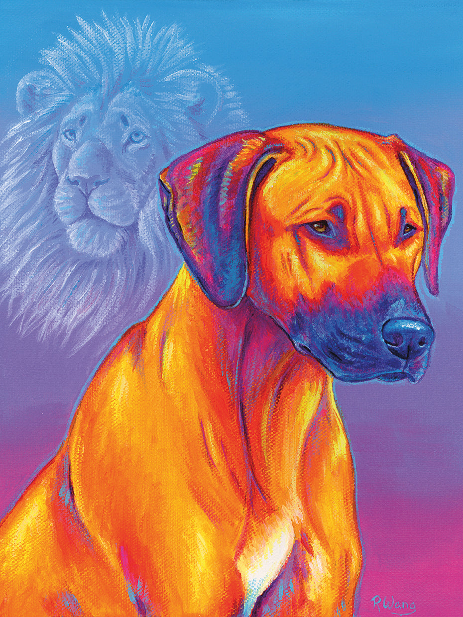 Rebecca Wang Art's Rhodesian Ridgeback with Lion Spirit Canvas Art ...
