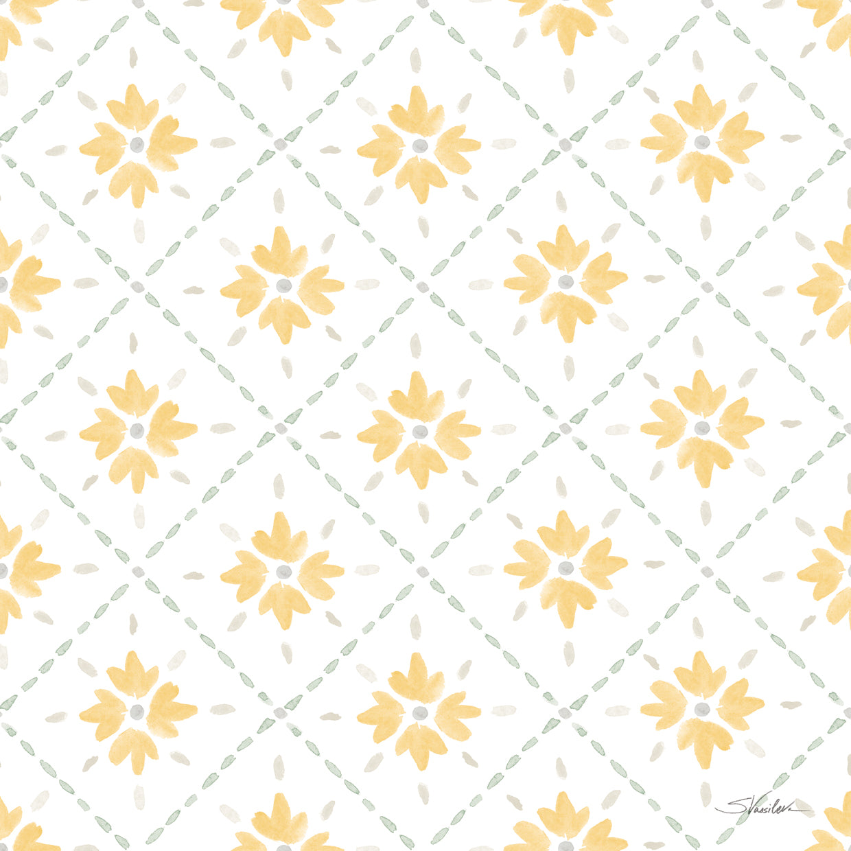 Daisy Field Pattern IVA Wall Art by Silvia Vassileva | Fine Art Canvas