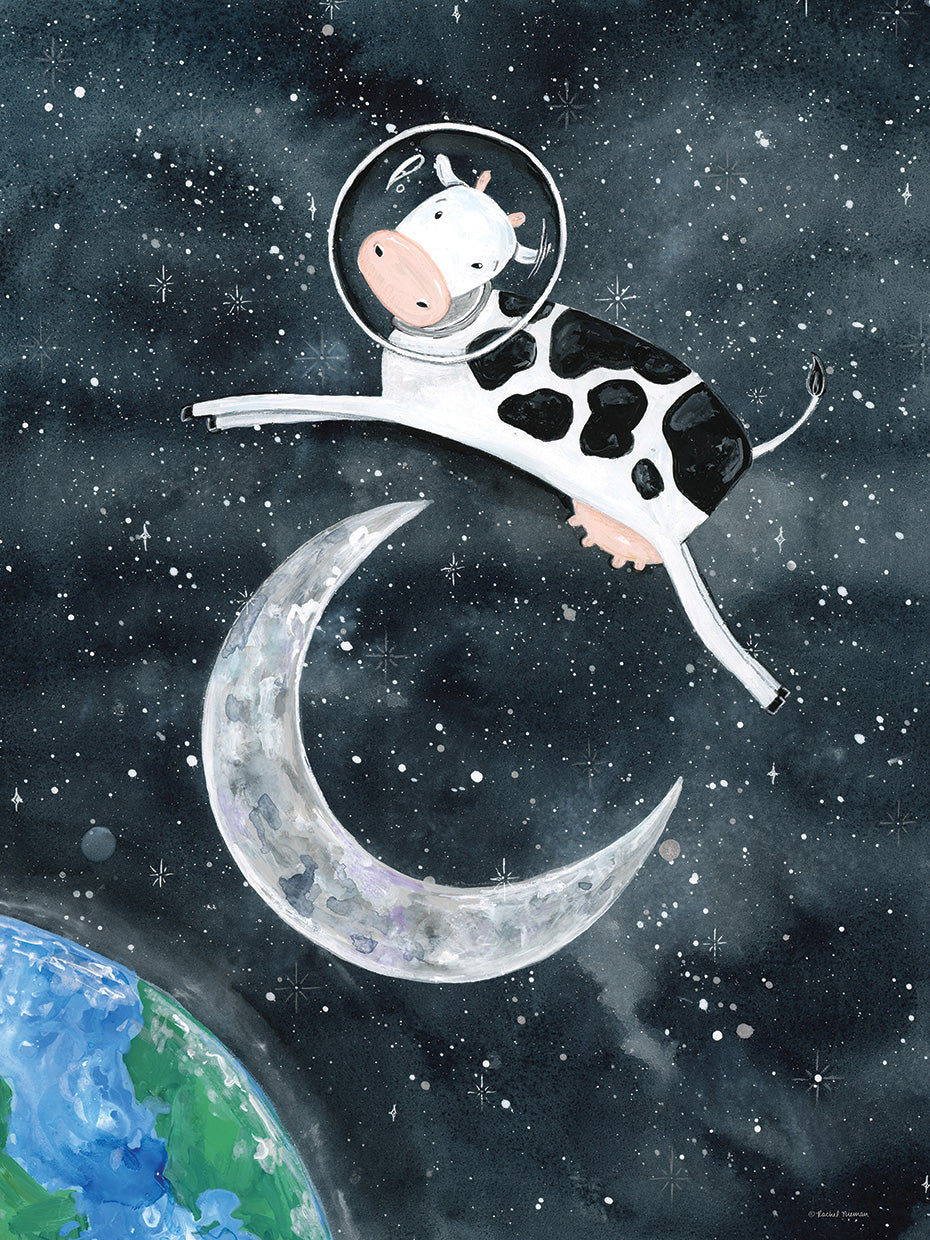 Astro Cow Jumps Over the Moon Wall Art by Rachel Nieman | Fine Art Canvas