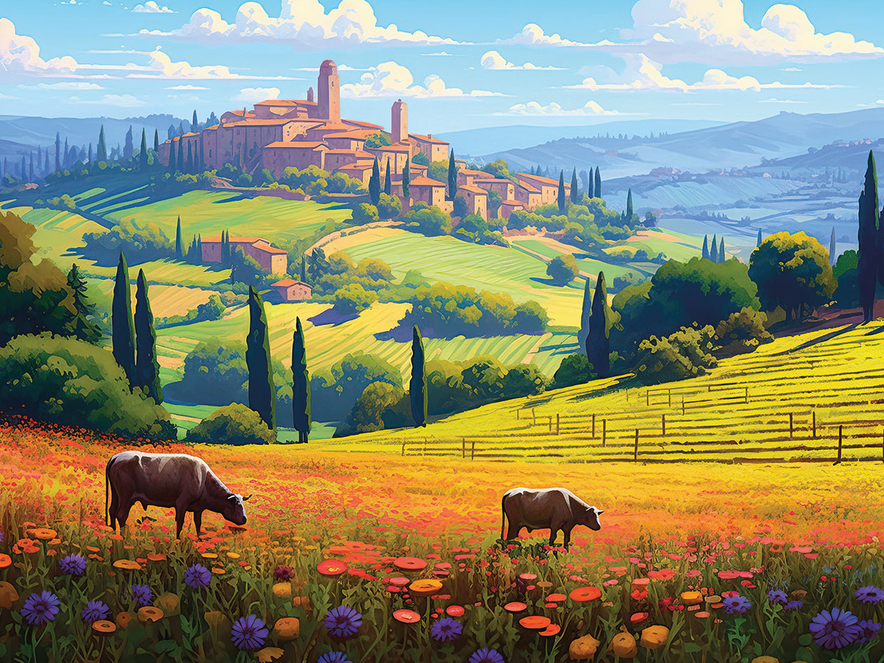 Italian Countryside Cattle Wall Art by Imagine It Images | Fine Art Canvas