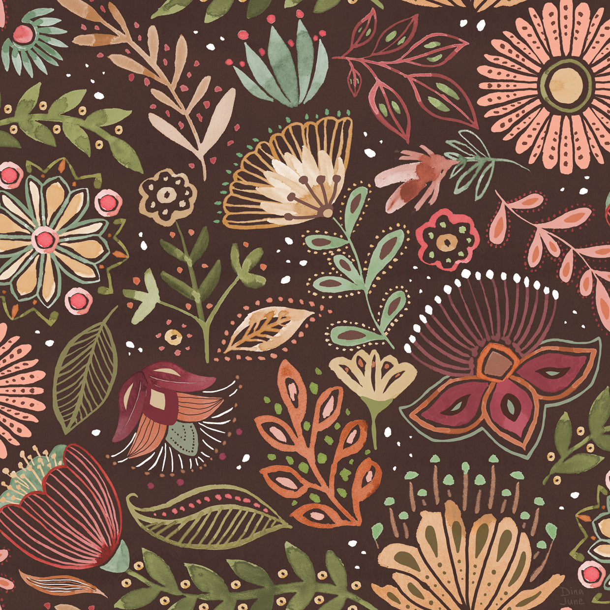 Dina June's Floralscape Pattern IIIB Canvas Art Prints | Fine Art Canvas