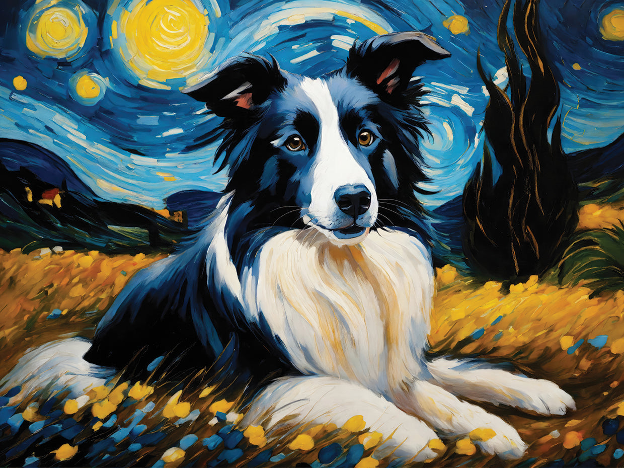 The Pop Art Factory's Van gogh Inspired Dogs Border Collie Canvas Art ...