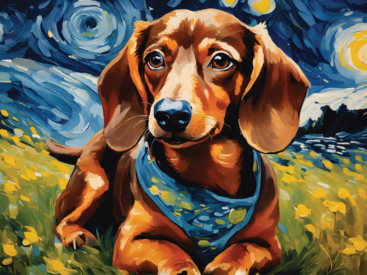 The Pop Art Factory's Van gogh Inspired Dogs Dachshund Canvas Art ...