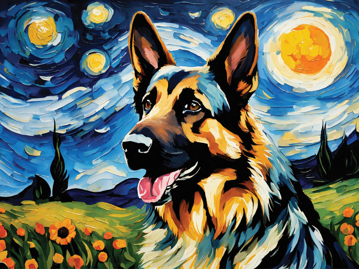 The Pop Art Factory's Van gogh Inspired Dogs German Shepherd Canvas Art ...