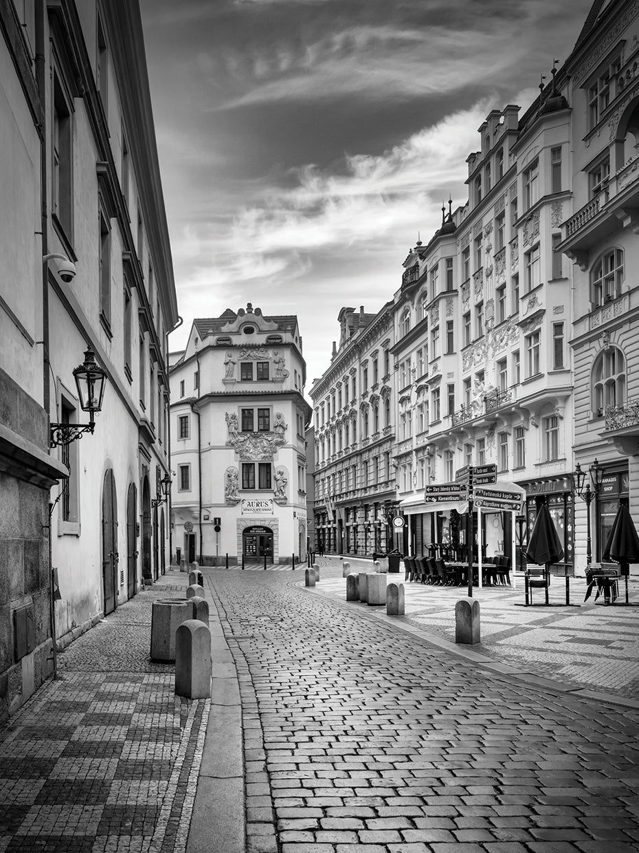 Karlova, cozy alley in Prague - Monochrome Wall Art by Melanie Viola ...