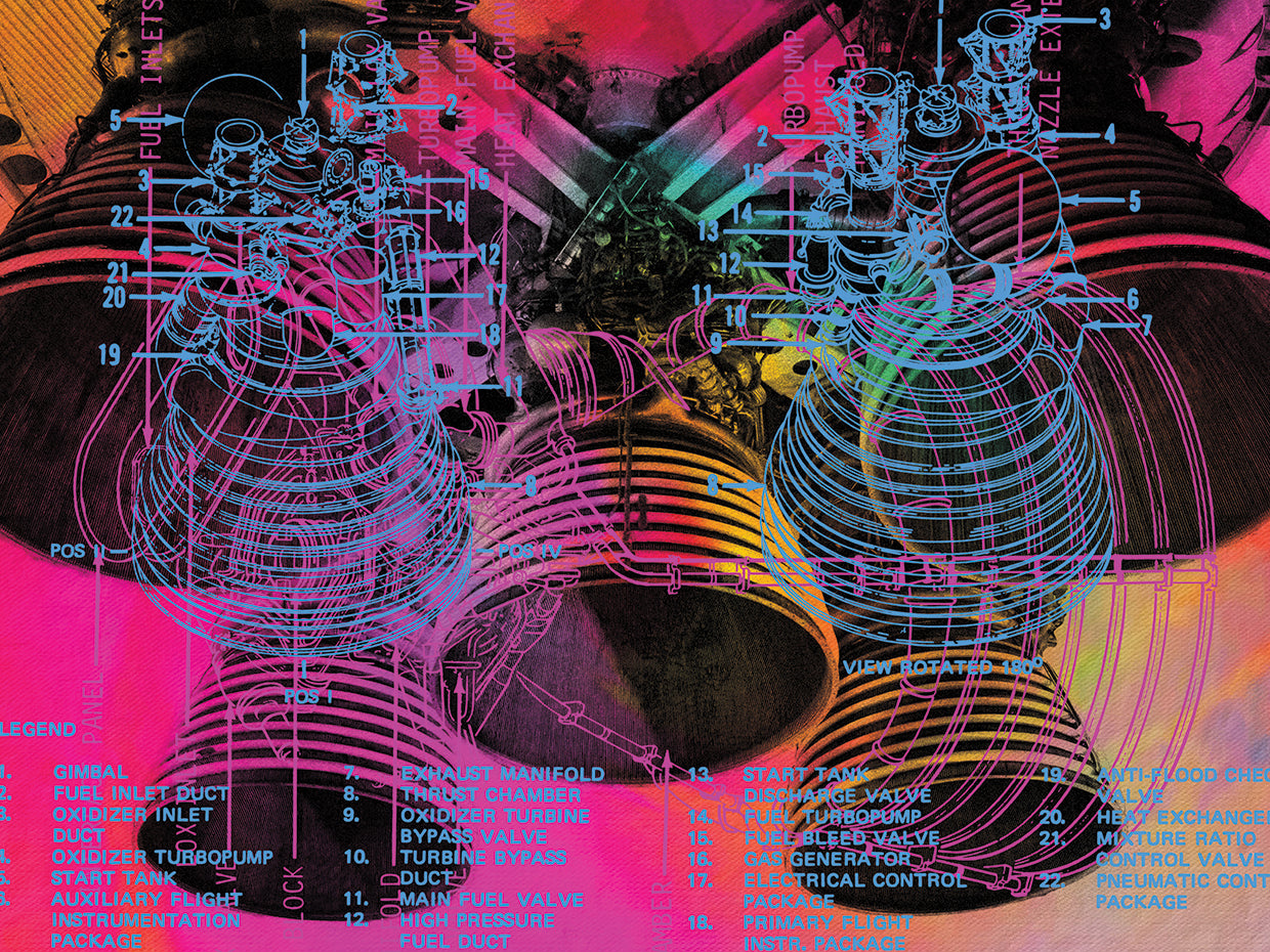 Inspired by Moons Rocket Engines Wall Art by The Pop Art Factory | Fine ...